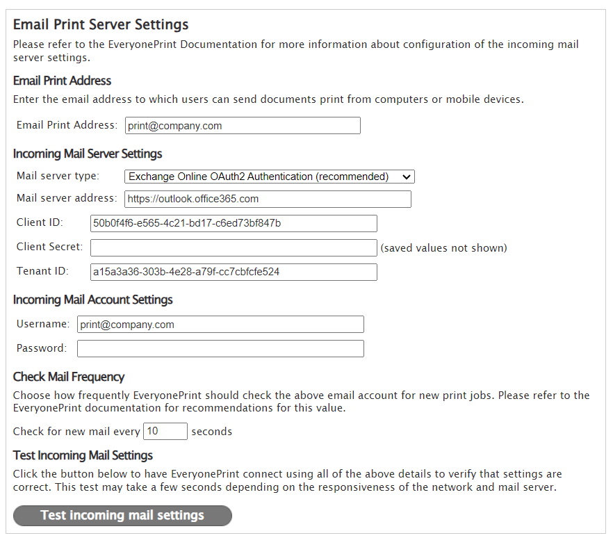 Email Print: Office 365 Hosted Exchange